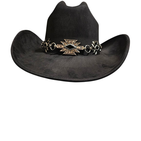 illuma | Accessories | Stylish Black Western Hat With Silver Details ...